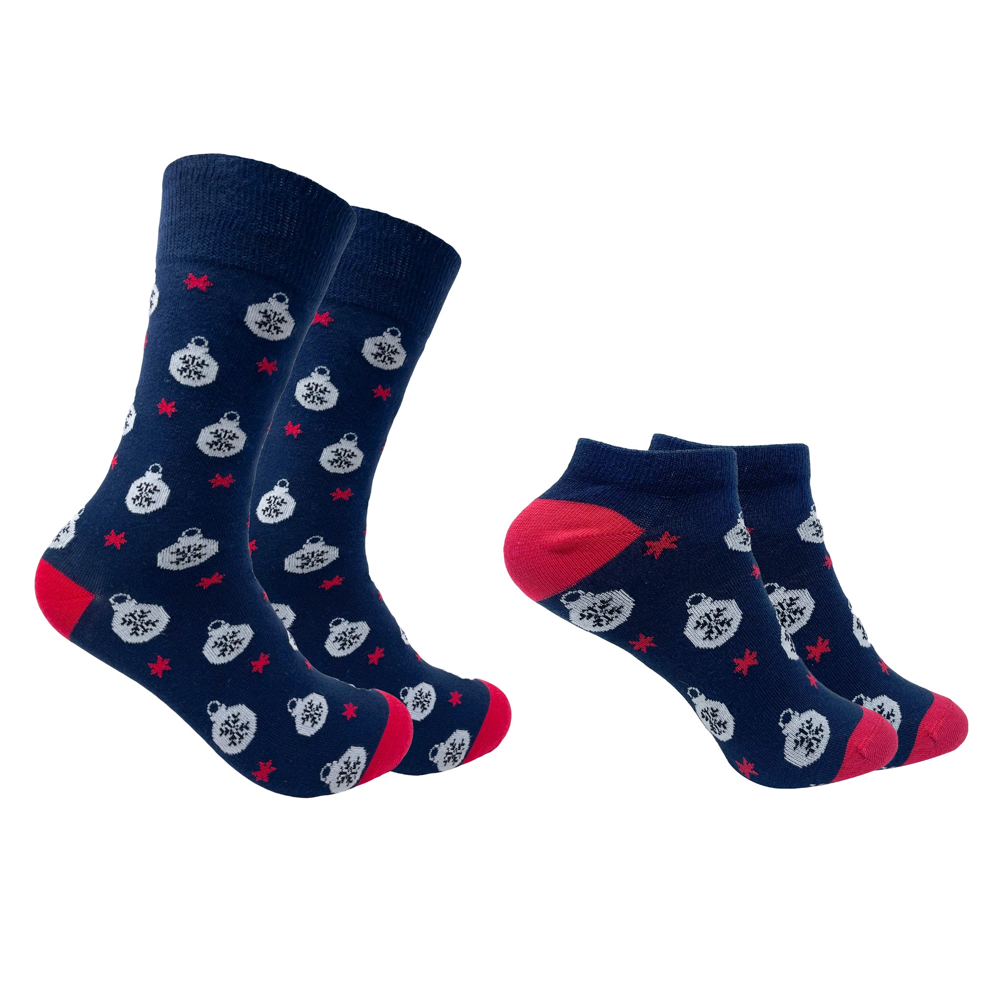 Snowflake Bauble Men & Women Matching Socks – Mint & Oak